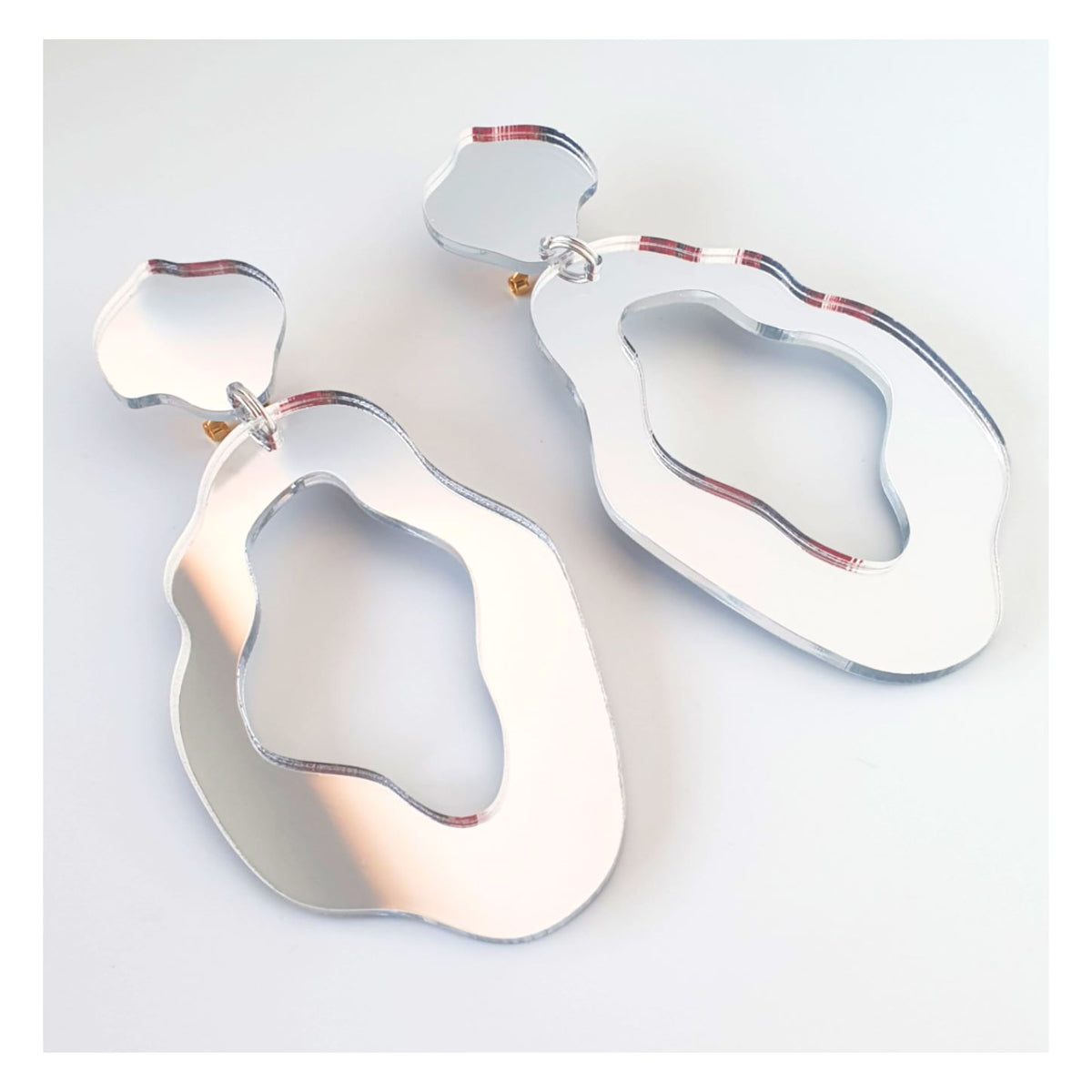 eve ray designs 'the garden 1925' silver mirror earrings – Blonde The Store