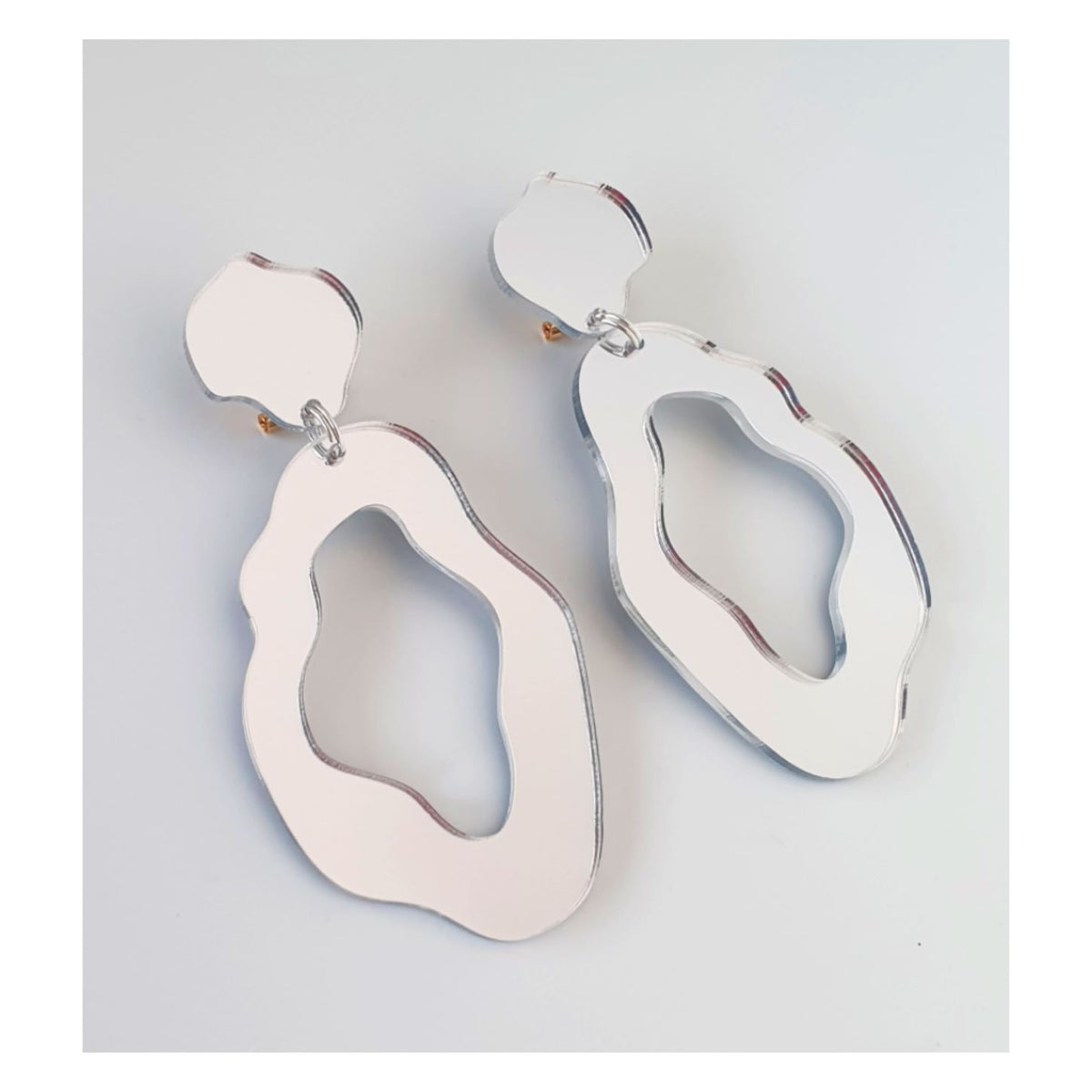 eve ray designs 'the garden 1925' silver mirror earrings – Blonde The Store